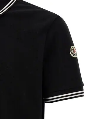 Moncler Logo Patch Short-sleeved Polo Shirt - Black