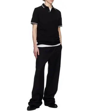 Moncler Logo Patch Short-sleeved Polo Shirt - Black