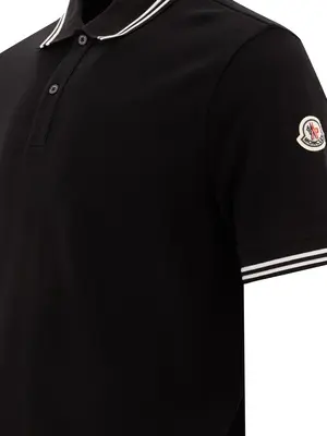 Moncler Logo Patch Short-sleeved Polo Shirt - Black