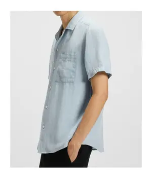 Hugo Boss Short-sleeve Button-up Shirt - Light Blue