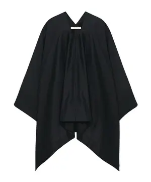 THE ROW Cedar Asymmetric V-neck Cape Top - Black