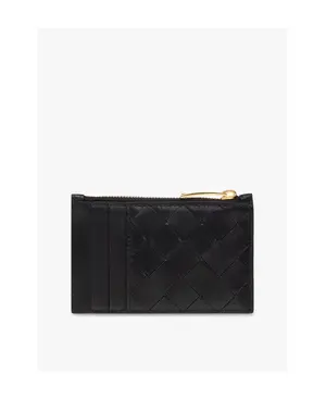 Bottega Veneta Zipped Coin Compartment Card Holder - Black