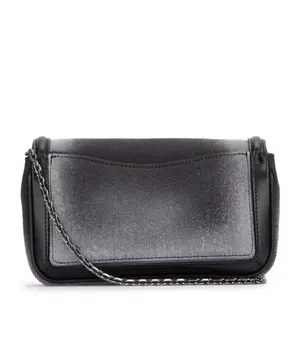 ROGER VIVIER Embellished Foldover Top Denim Shoulder Bag - Black