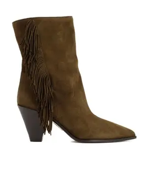 AQUAZZURA Marfa Fringed Pointed-toe Boots - Black