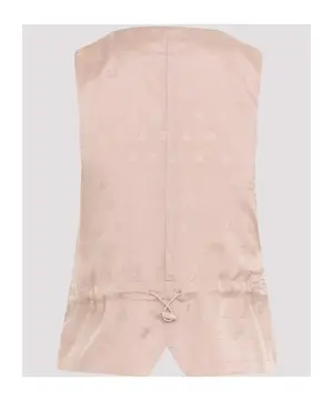 Max Mara V-neck Buttoned Vest With Jacquard Logo - Nude