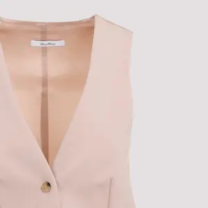 Max Mara V-neck Buttoned Vest With Jacquard Logo - Pink