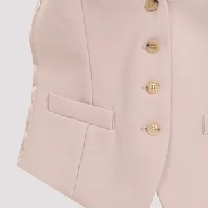 Max Mara V-neck Buttoned Vest With Jacquard Logo - Pink