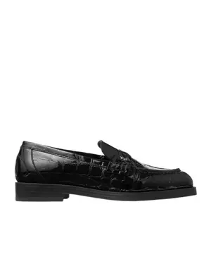 JIMMY CHOO Crocodile-embossed Leather Loafers