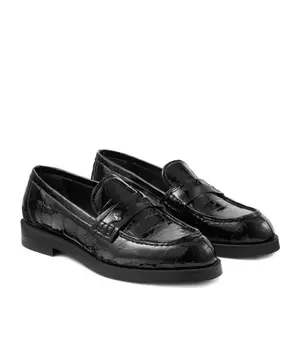 JIMMY CHOO Crocodile-embossed Leather Loafers
