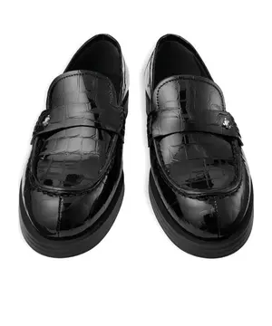 JIMMY CHOO Crocodile-embossed Leather Loafers