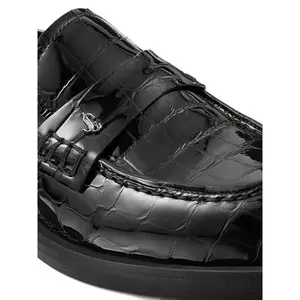 JIMMY CHOO Crocodile-embossed Leather Loafers