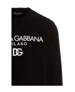 Dolce & Gabbana Logo Embroidered Crewneck Sweatshirt - Black