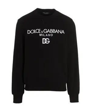 Dolce & Gabbana Logo Embroidered Crewneck Sweatshirt - Black