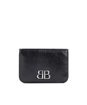 Balenciaga Logo Plaque Wallet - Black