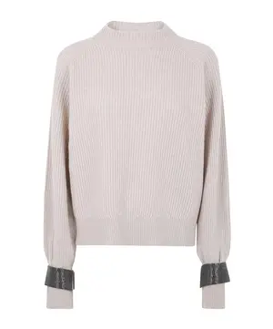 Brunello Cucinelli Embellished Cuffs Crewneck Jumper