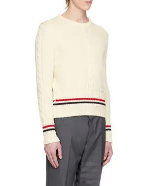 Thom Browne Rwb-stripe Cable Knit Jumper