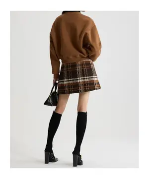 PATOU Wool Check A-line Mini Skirt