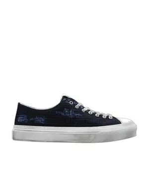 Givenchy 4g Monogrammed Distressed Lace-up Sneakers - Navy Blue