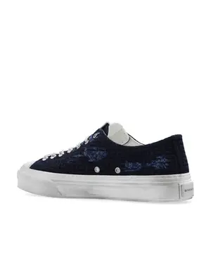 Givenchy 4g Monogrammed Distressed Lace-up Sneakers - Navy Blue