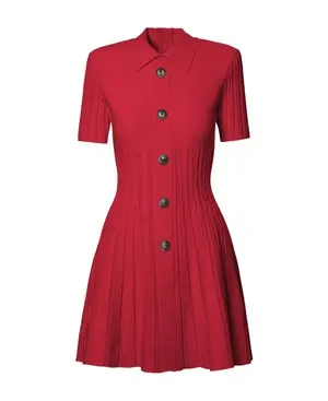 Balmain Ribbed-knit Flared Mini Dress