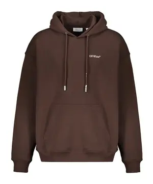 Off-White Logo Print Hoodie - Brown
