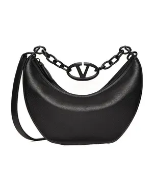 Valentino Garavani Vlogo Moon Zip-up Small Shoulder Bag - Black