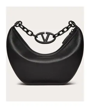 Valentino Garavani Vlogo Moon Zip-up Small Shoulder Bag - Black