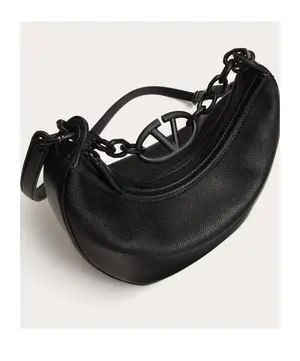 Valentino Garavani Vlogo Moon Zip-up Small Shoulder Bag - Black