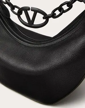 Valentino Garavani Vlogo Moon Zip-up Small Shoulder Bag - Black