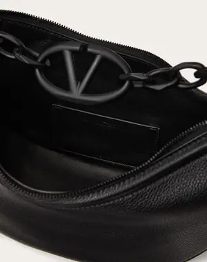 Valentino Garavani Vlogo Moon Zip-up Small Shoulder Bag - Black