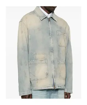 GOLDEN GOOSE Zip-up Denim Shirt Jacket - Gray