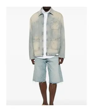 GOLDEN GOOSE Zip-up Denim Shirt Jacket - Gray