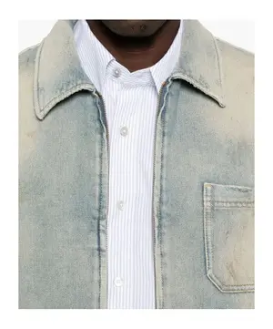 GOLDEN GOOSE Zip-up Denim Shirt Jacket - Gray