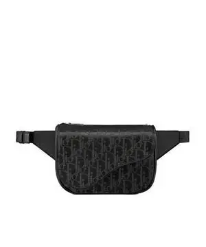 Dior Monogrammed Emblem Pocket Waist Bag - Black