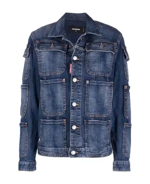 Dsquared2 Buttoned Denim Jacket With Multiple Pockets