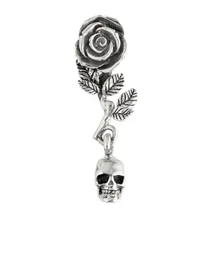 Emanuele Bicocchi Sterling Rose And Skull Pendant Earring - Silver