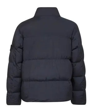 Stone Island Logo Patch High Neck Puffer Jacket - Blue