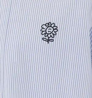 SUNFLOWER Striped Embroidered Logo Shirt - White