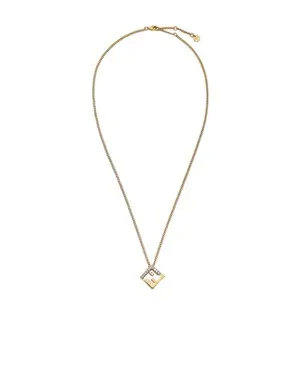 Fendi Gold Ff Pendant Necklace - Yellow