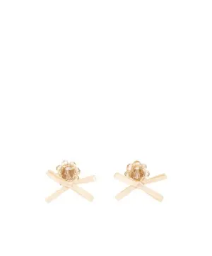 Simone Rocha Petite Bow Daisy Crystal Earrings - Biscuit