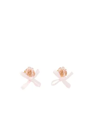 Simone Rocha Petite Bow Daisy Crystal Earrings - Light Pink