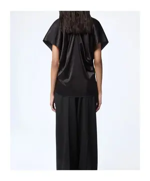 Nina Ricci Draped V-neck Top - Black