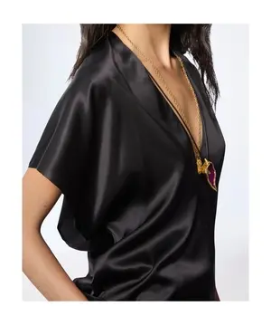Nina Ricci Draped V-neck Top - Black