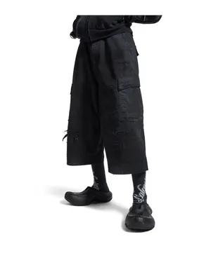 Balenciaga Cropped Cargo Pants With Distressed Details - Black