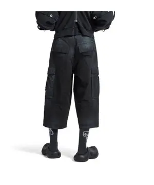 Balenciaga Cropped Cargo Pants With Distressed Details - Black