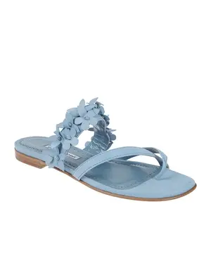Manolo Blahnik Floral Embellished Sandals - Blue