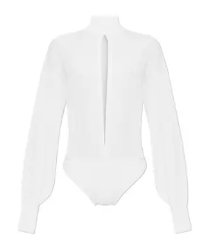 Alaïa High-collar Long-sleeve Jumpsuit - White