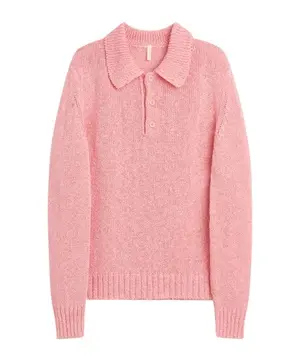 SUNFLOWER Textured Polo Knitted Sweater - Pink