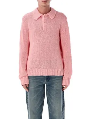 SUNFLOWER Textured Polo Knitted Sweater - Pink