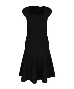 Alexander McQueen Cap Sleeve Flared Hem Dress